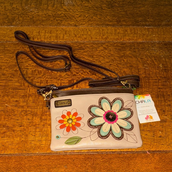 Chala | Bags | Chala Beige Crossbody Bag With Colorful Floral Design ...